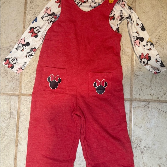 Disney | Matching Sets | Disney Red Minnie Mouse Overalls With Long ...